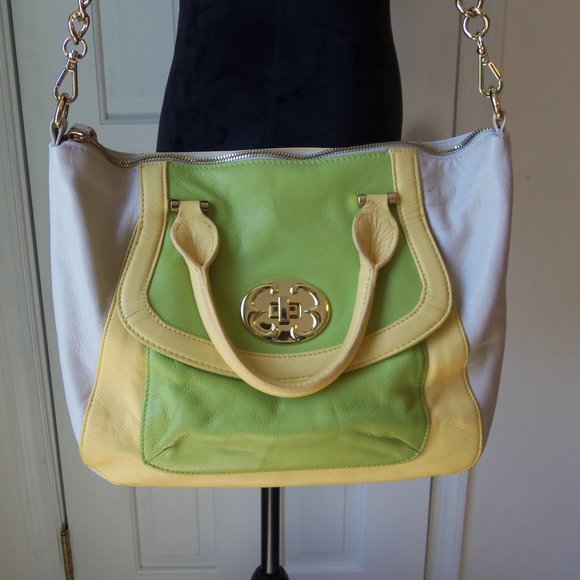 Emma Fox | Bags | Emma Fox Tri Color Pebbled Leather Satchel | Poshmark